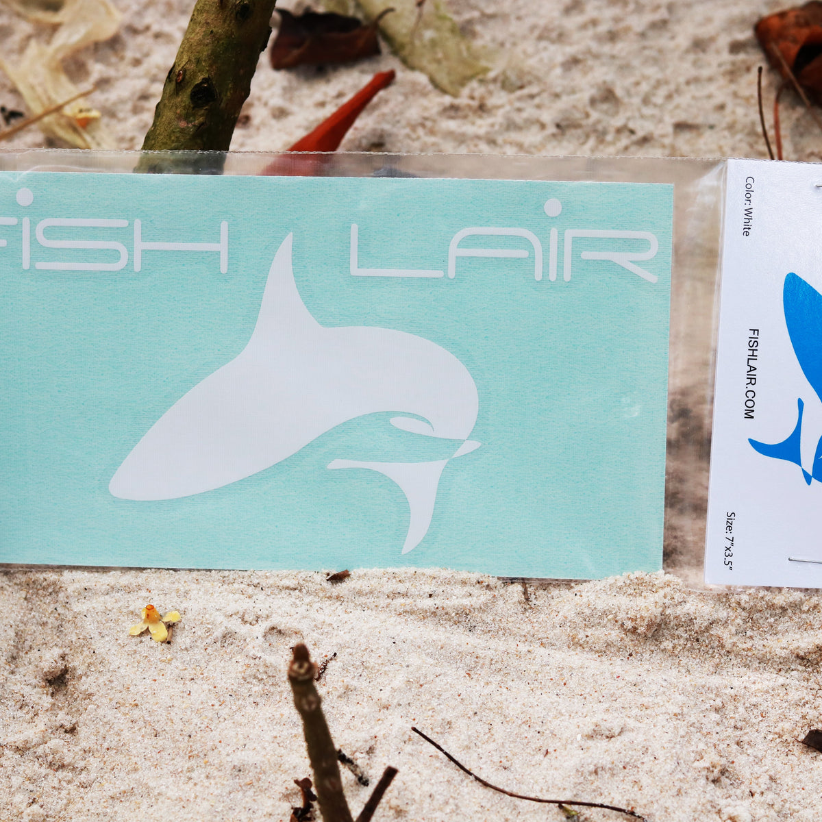 FISH LAIR | White Vinyl Decal Sticker | (7"W x 3.5"H)